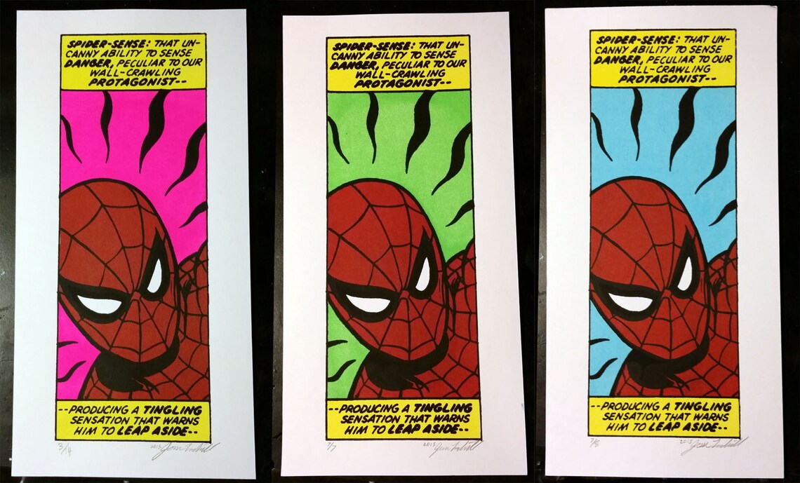 Spider-man Neon Glow-in-the-dark Handpulled Silkscreen Print - Etsy
