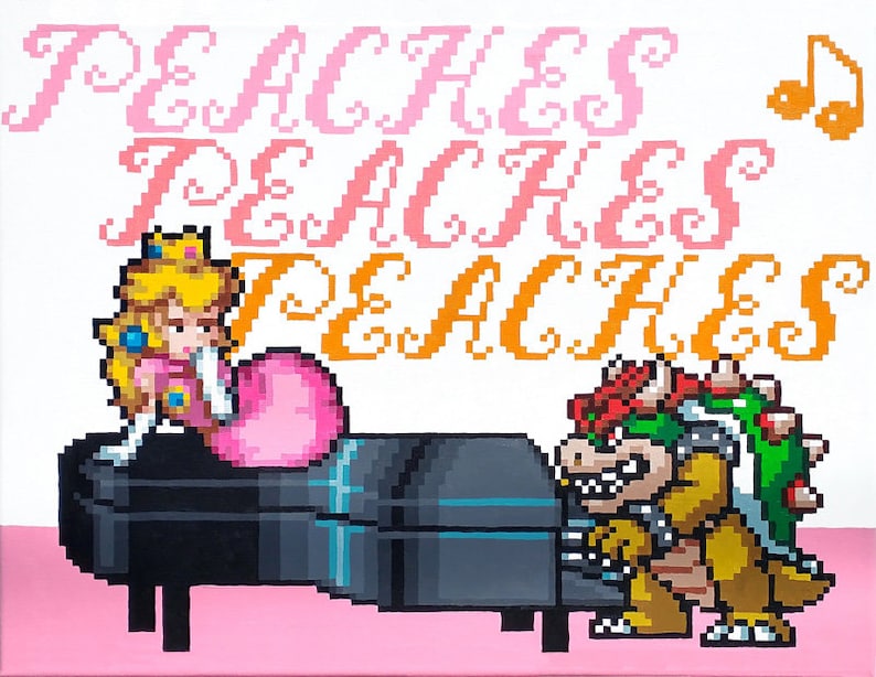 Peaches Bowser Mario Pixel Pop Art Print - Etsy