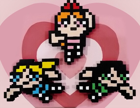 Powerpuff Girls Pixel Pop Art Print | Etsy