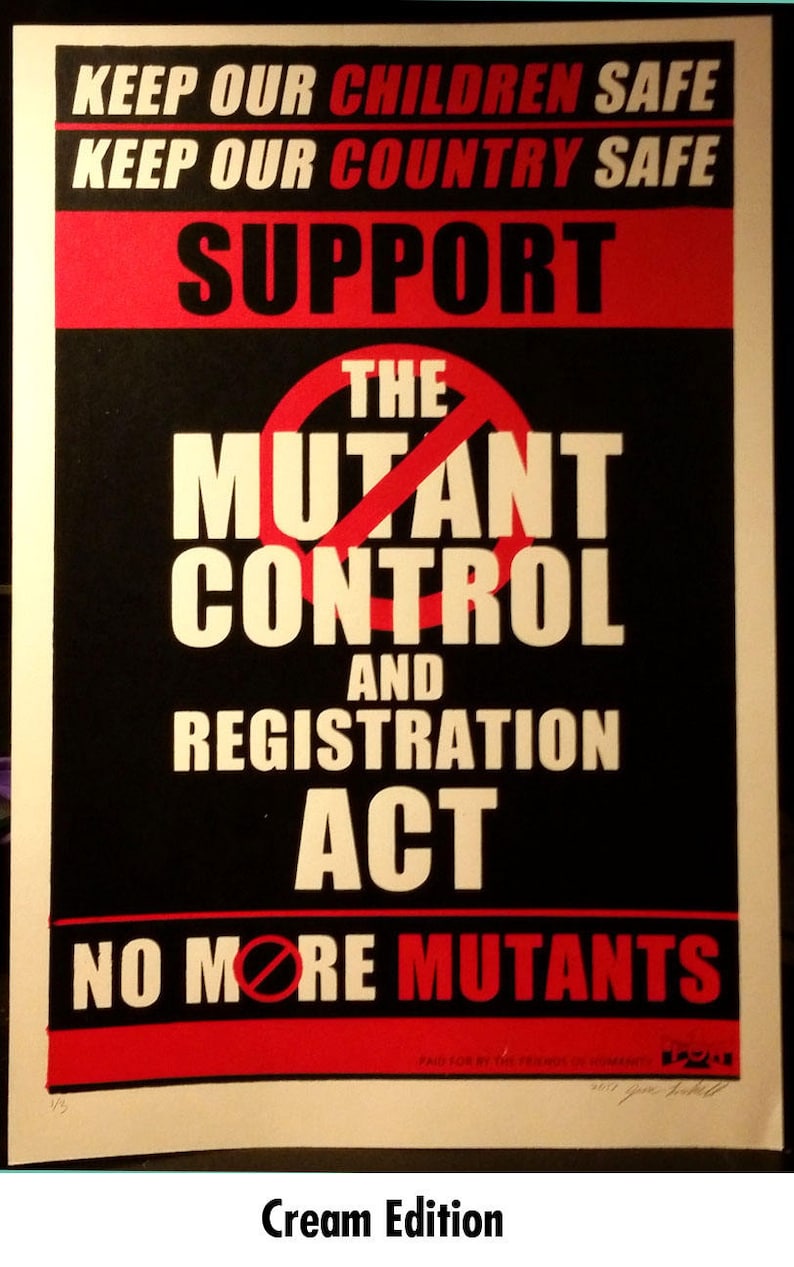 X-men Mutant Registration Propaganda Poster Handpulled Silkscreen Print ...