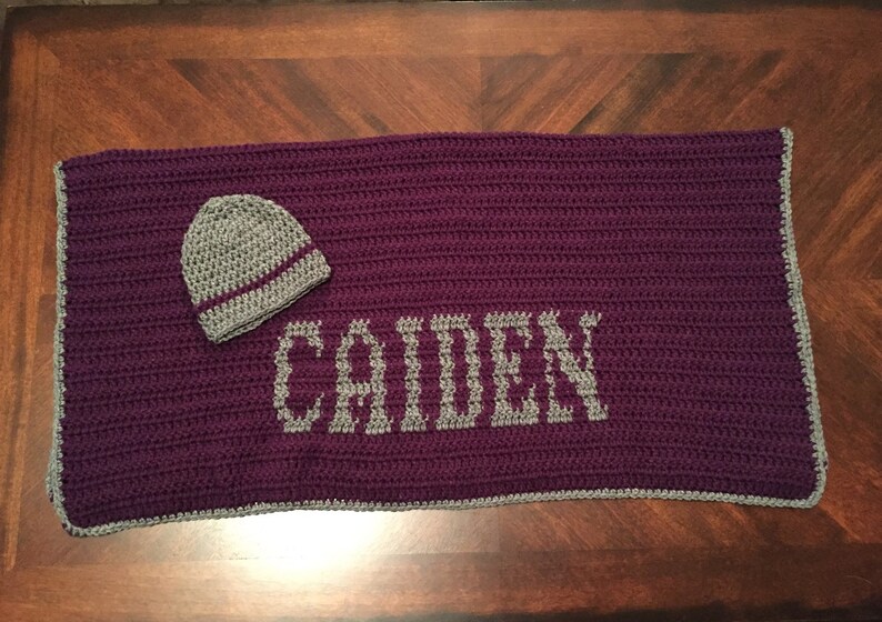 Personalized Crocheted Baby Name Blanket W Matching Hat - Etsy