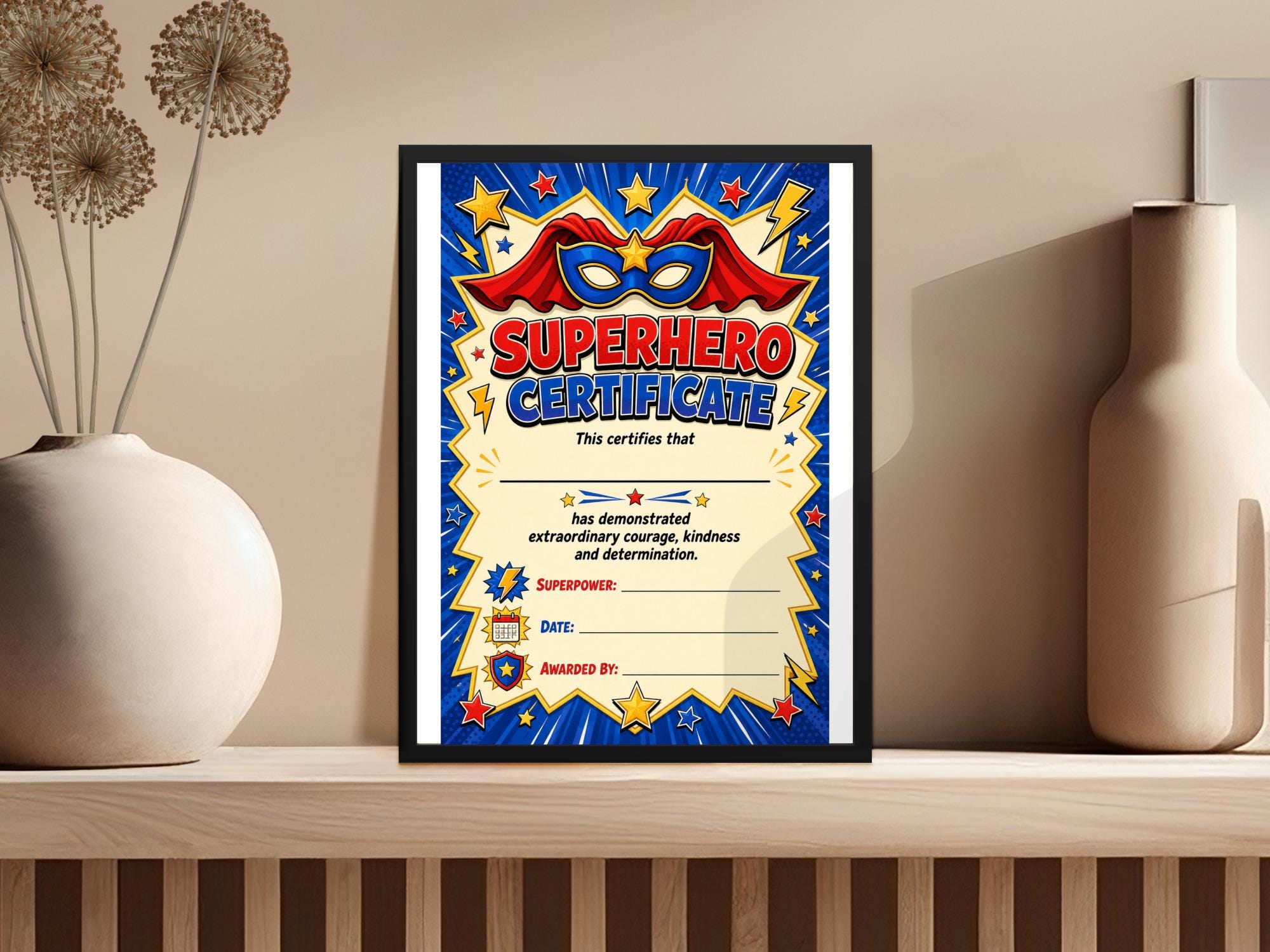 Superhero Certificate Printable Kids Award, Custom Fill-in-blank ...
