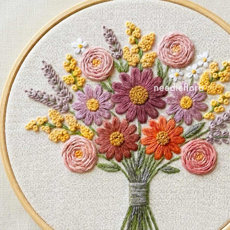 Floral Embroidery Pattern ( PDF Template ) Instant Download | Beginner ...
