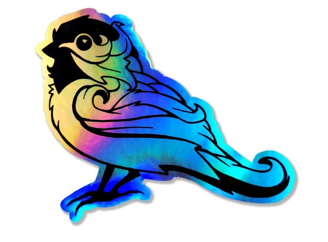 Filigree Holo Chickadee - Large Holographic Rainbow Bird Sticker - Etsy