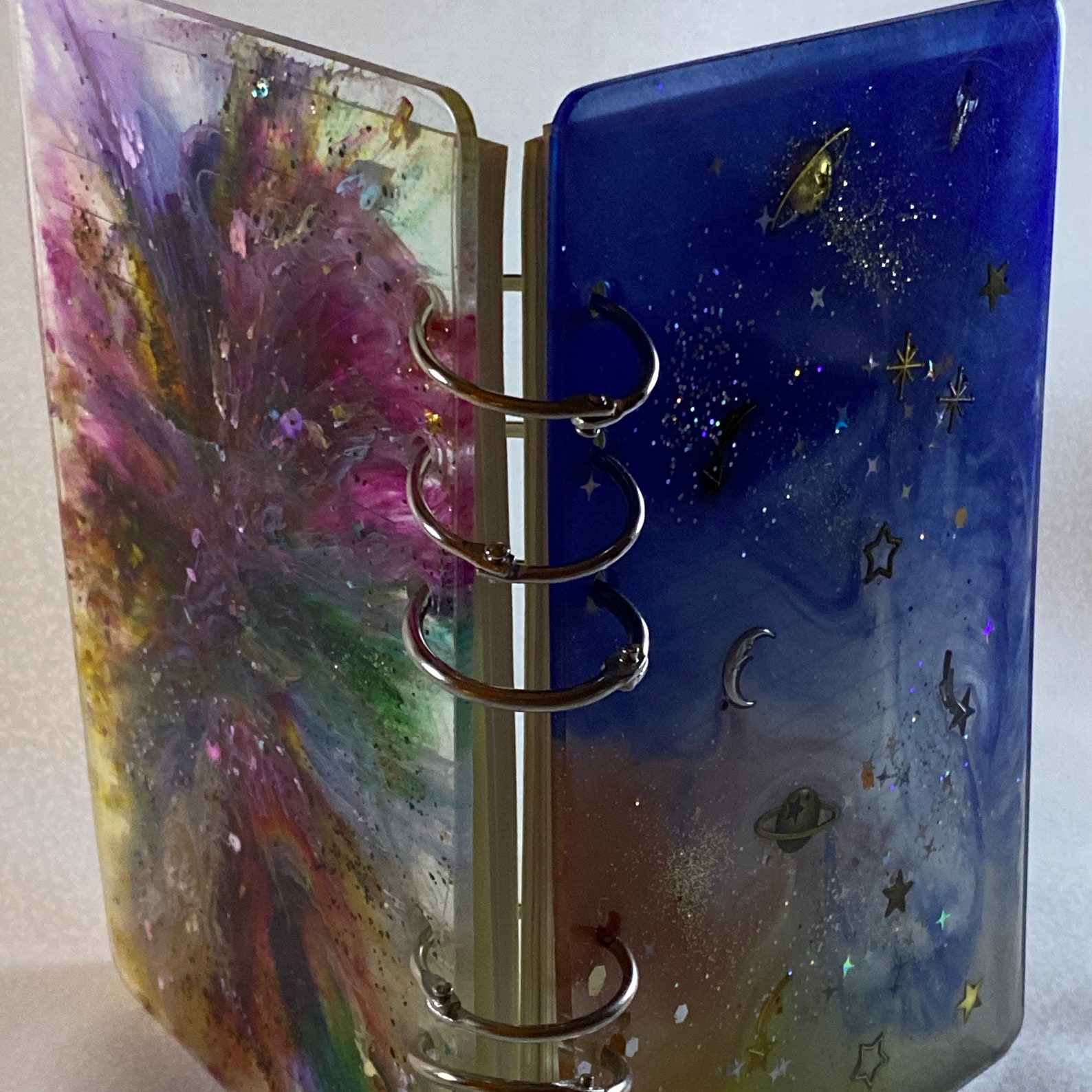 Resin Journal Notebook Covers front and Back OOAK Handmade Space Moon ...