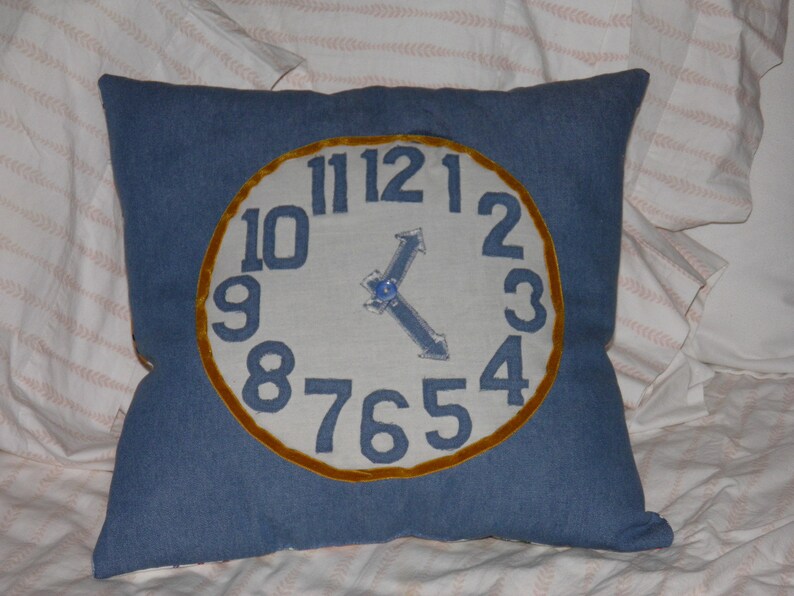 Denim/fabric Pillow Clock With Moveable Hands Teach/learn to Tell Time ...