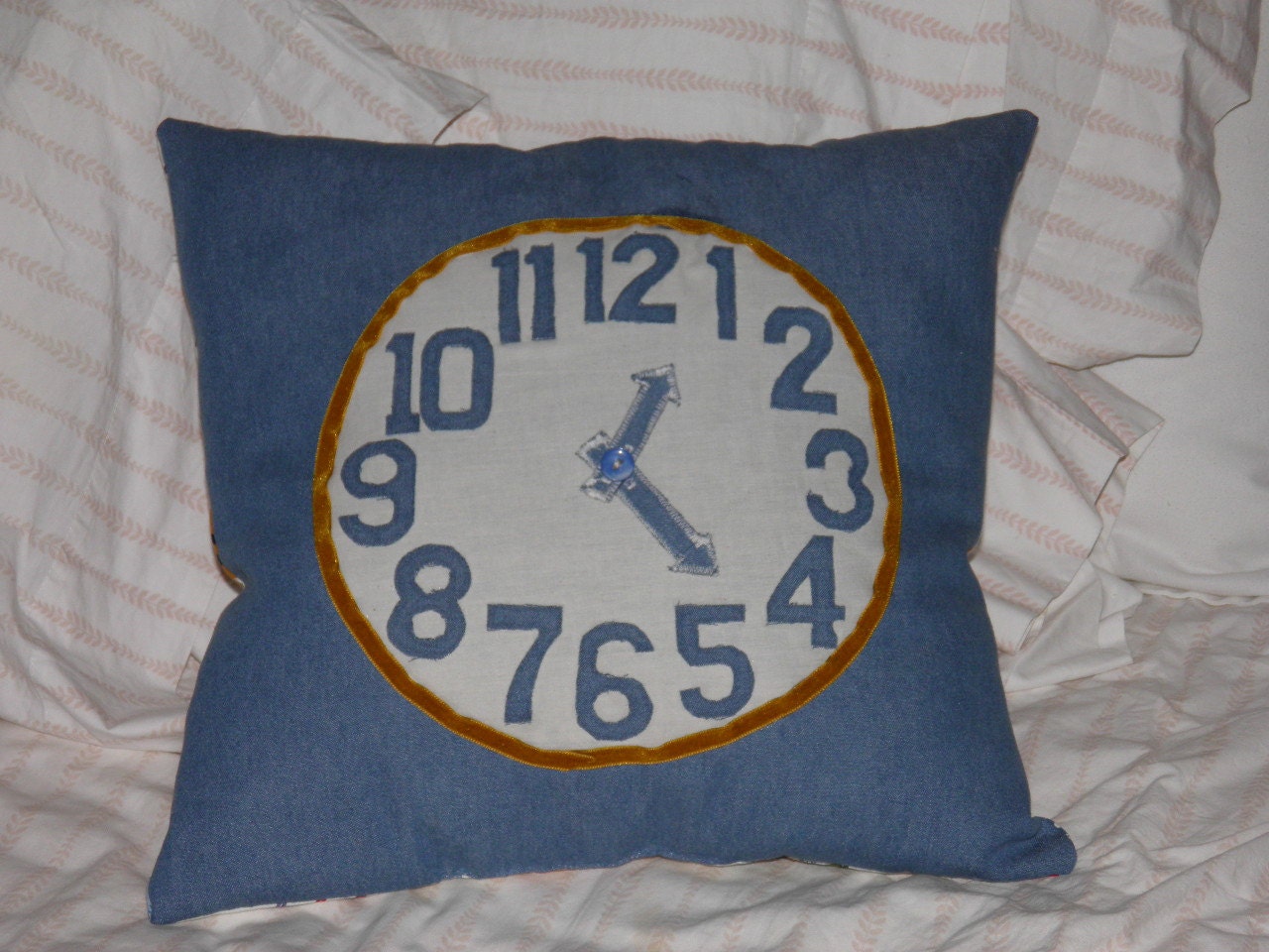 Denim/fabric Pillow Clock With Moveable Hands Teach/learn to Tell Time ...