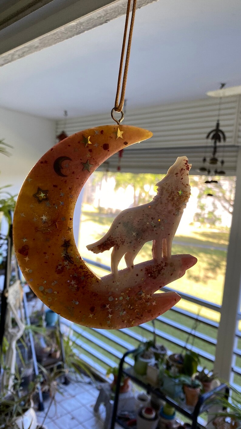 Resin Sun Catcher Mobile Wall Hanging OOAK Handmade Moon - Etsy