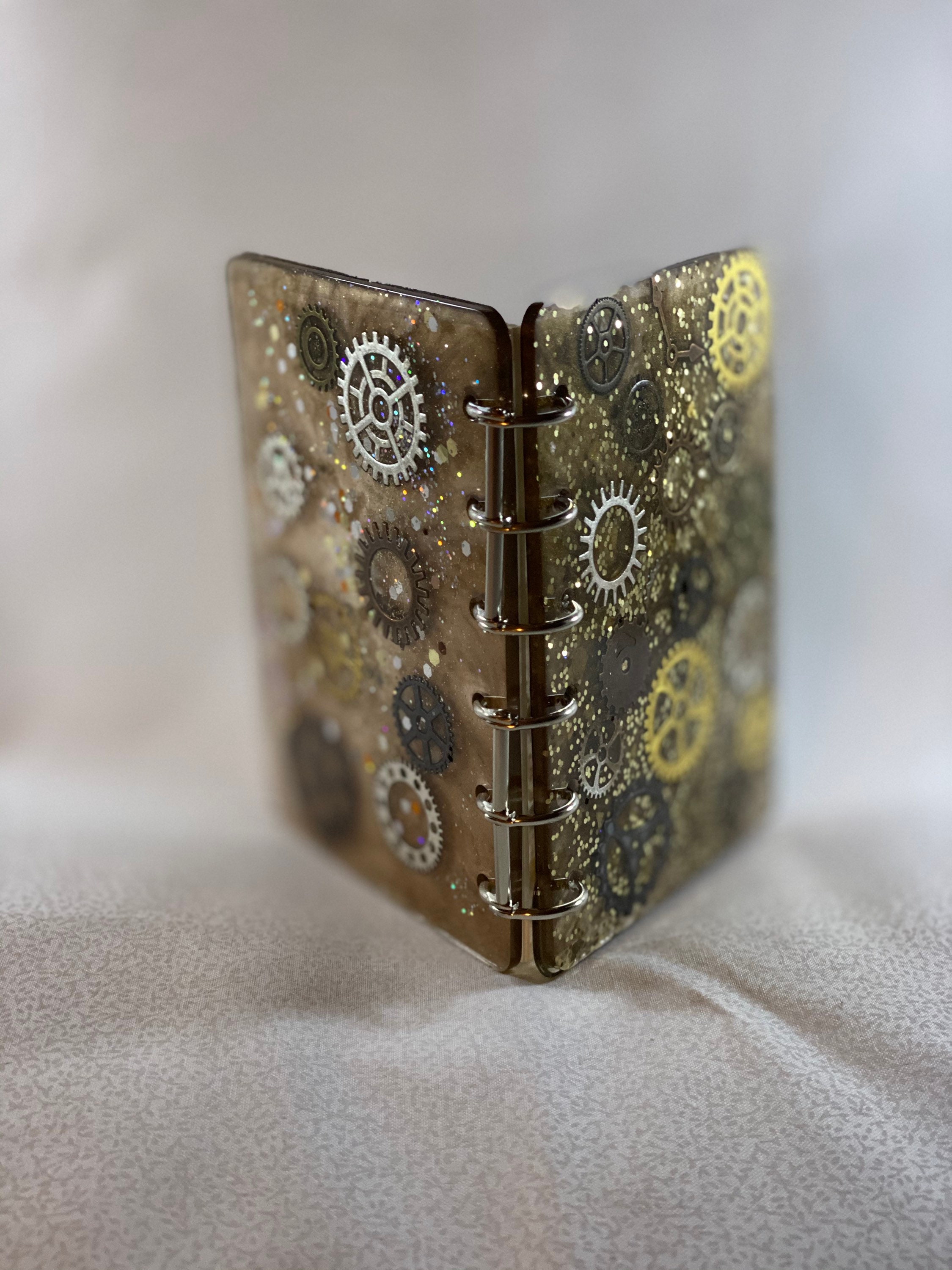 Resin Steampunk Glitter Journal Notebook Covers front and - Etsy