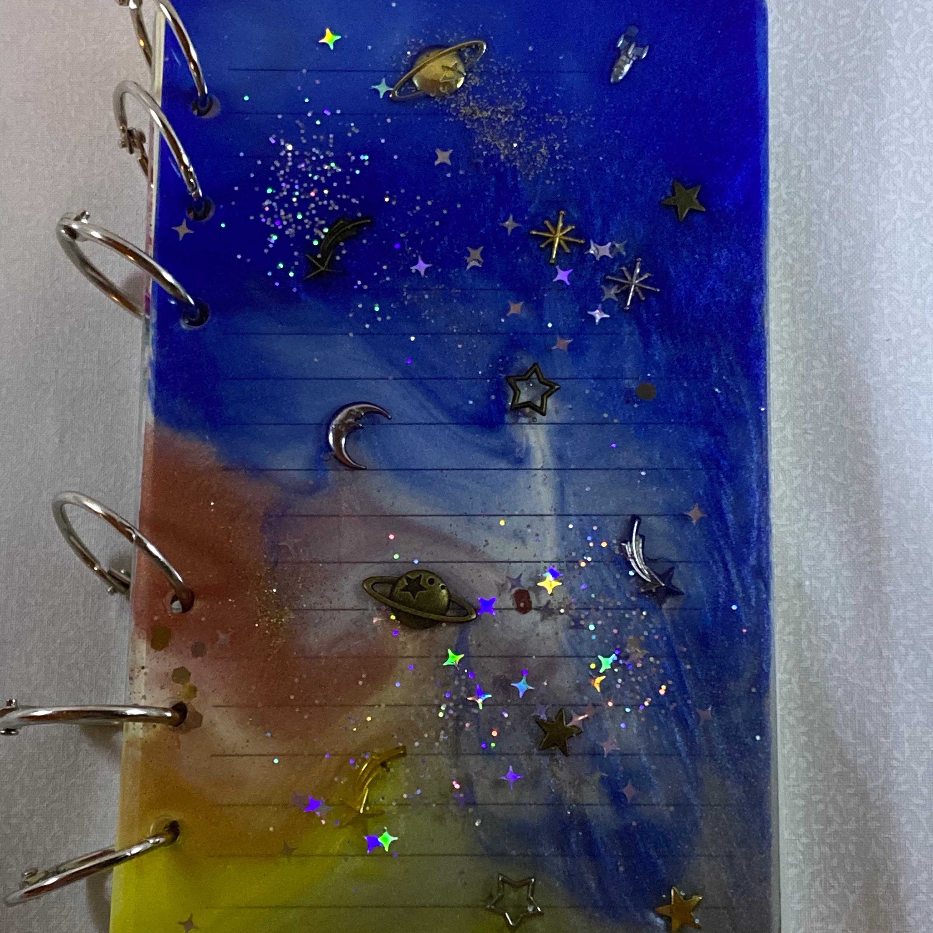 Resin Journal Notebook Covers front and Back OOAK Handmade Space Moon ...
