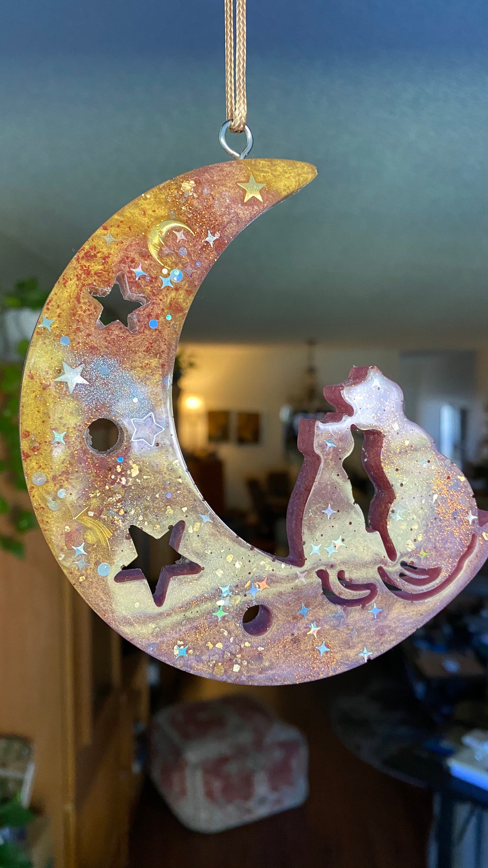 Resin Sun Catcher Mobile Wall Hanging OOAK Handmade Moon Cats - Etsy