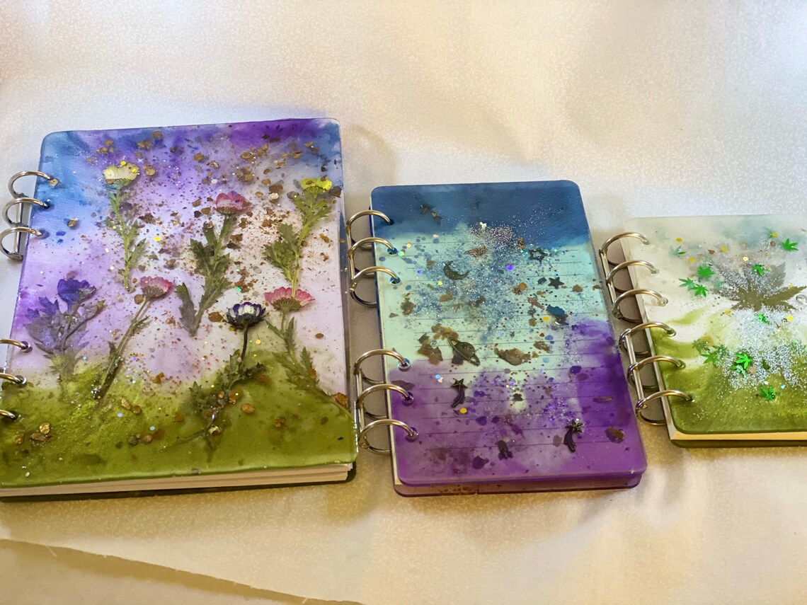 Resin Journal Notebook Covers front and Back OOAK Handmade - Etsy