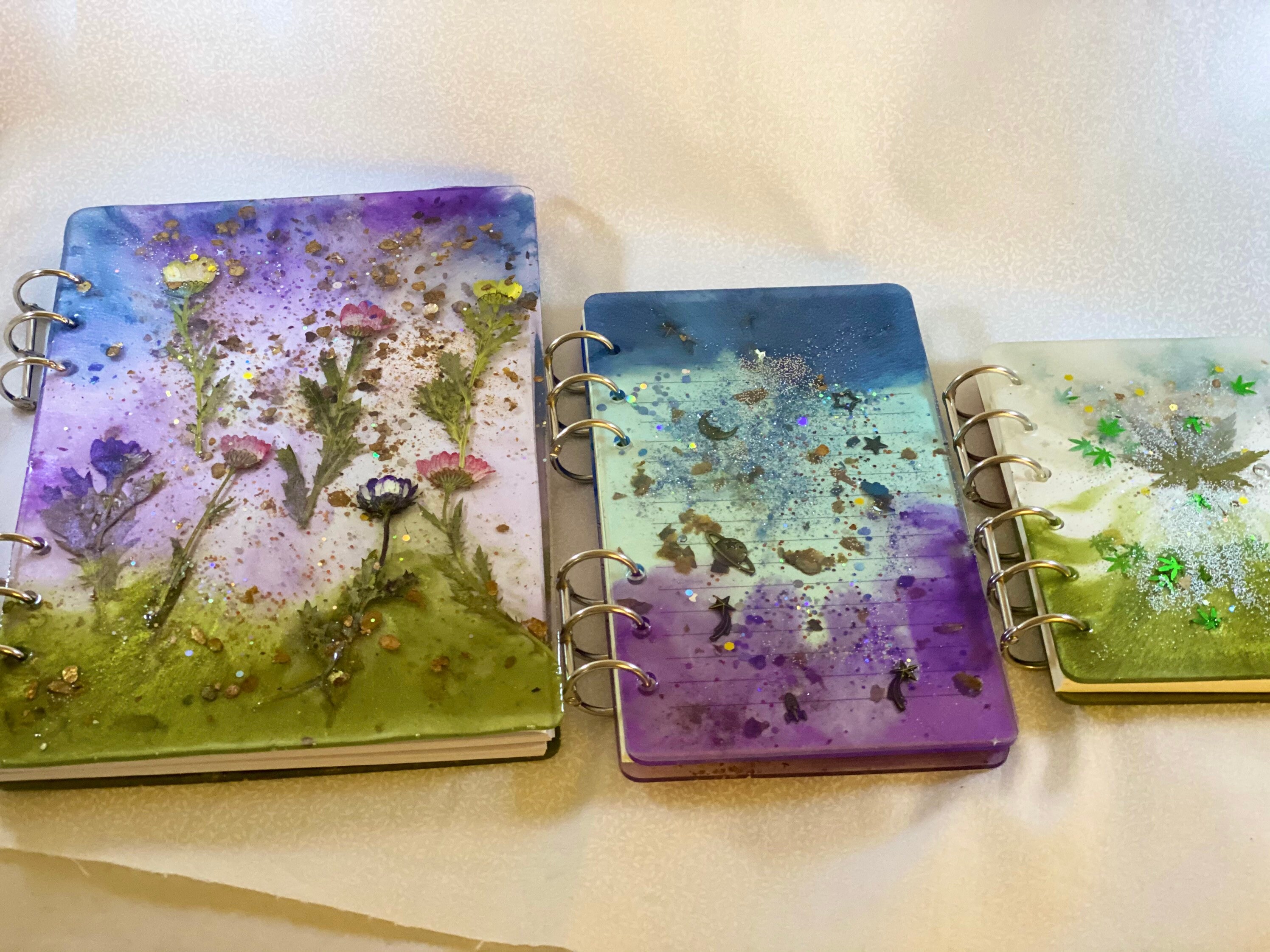 Resin Journal Notebook Covers front and Back OOAK Handmade Space Theme ...