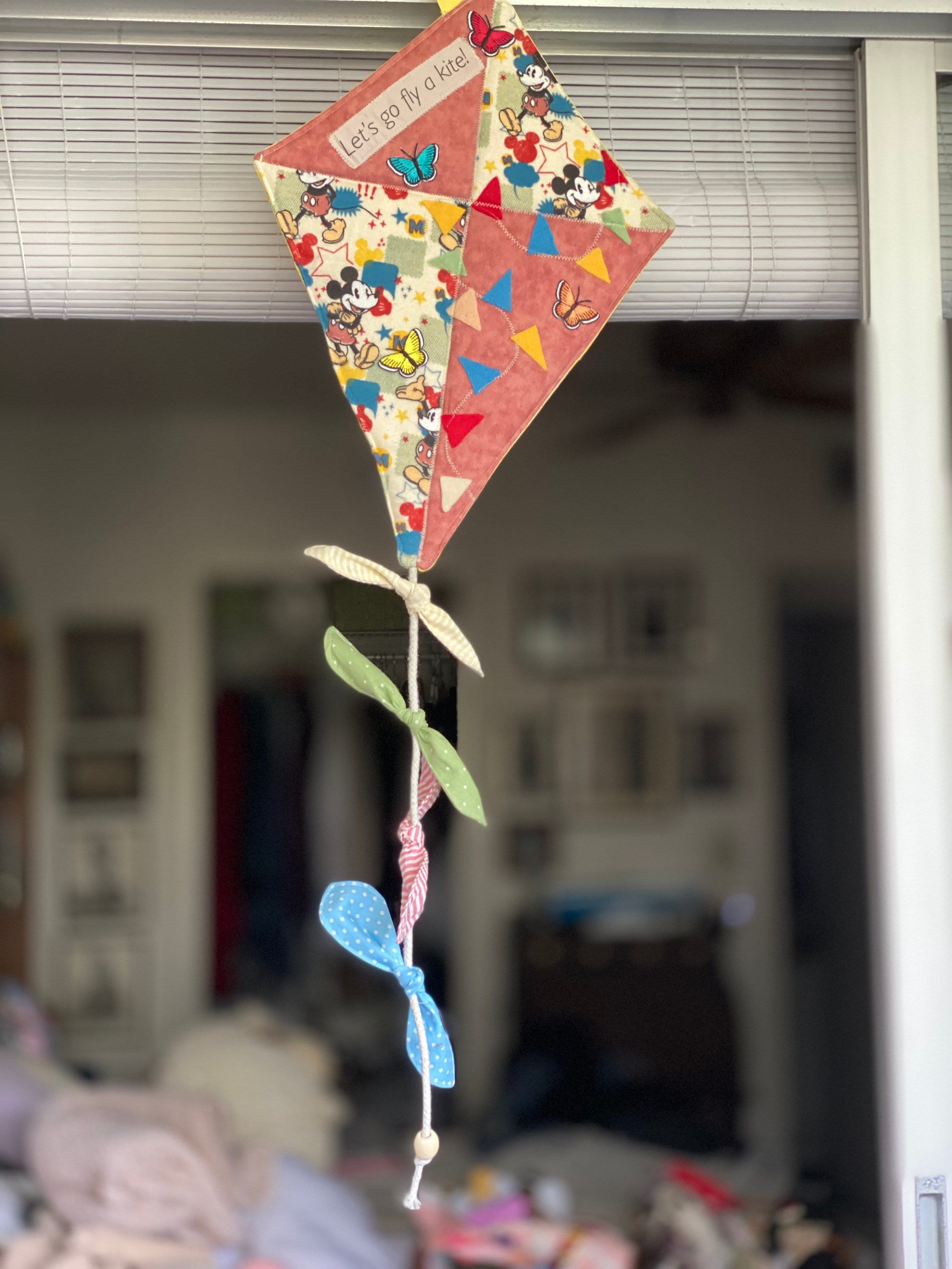 Mickey Mouse Butterflies Quilted Fabric Kite Wall Hanging Children New ...
