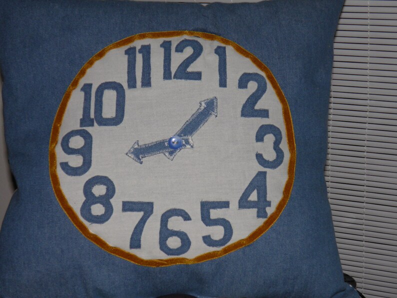 Denim/fabric Pillow Clock With Moveable Hands Teach/learn to Tell Time ...
