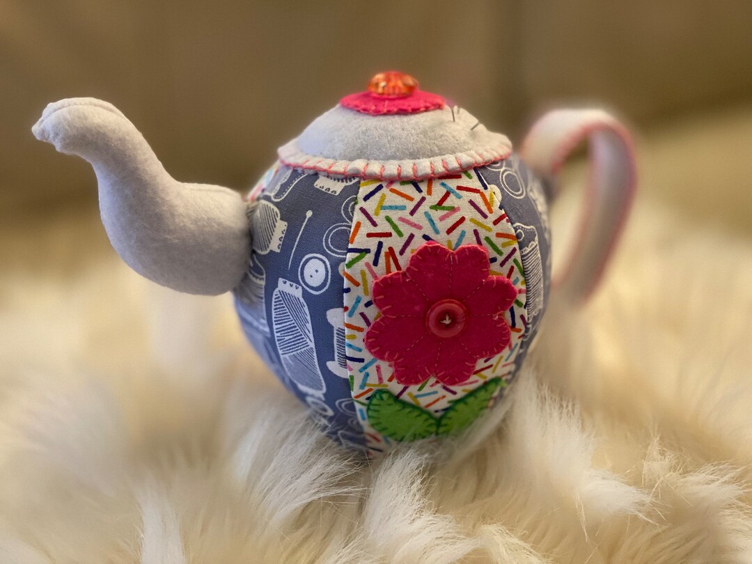 Teapot Large Pin Cushion Sewing OOAK Handmade Lisa Pay Design - Etsy