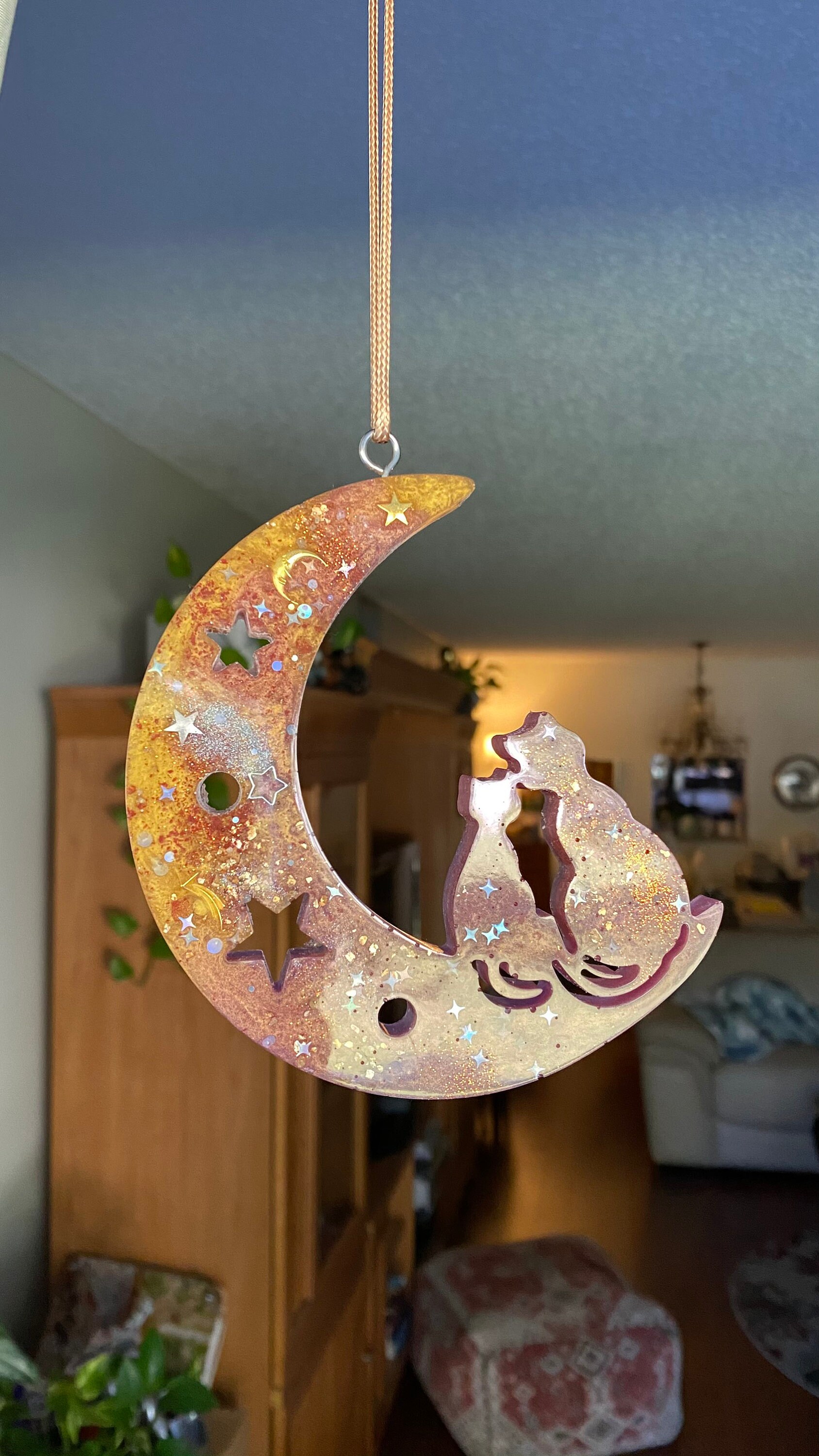 Resin Sun Catcher Mobile Wall Hanging OOAK Handmade Moon Cats - Etsy