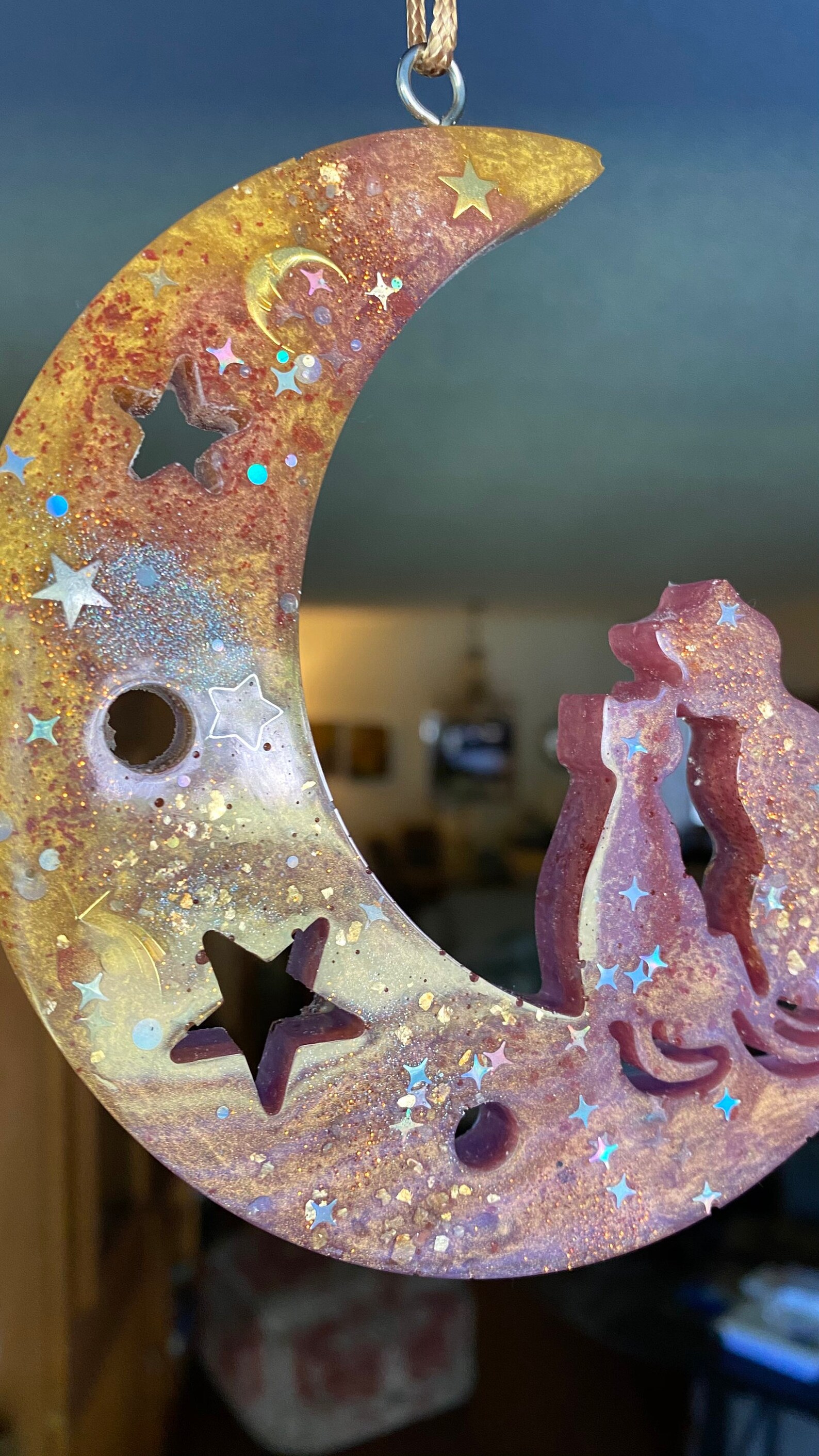 Resin Sun Catcher Mobile Wall Hanging OOAK Handmade Moon Cats - Etsy