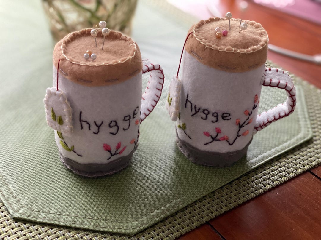 Pin Cushions Handmade With Love Tea Cup Mug Hygge Comfort Sewing Two ...