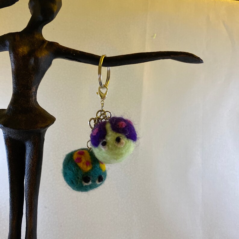 Keychain Two Green Love Bug Needle Felted One of a Kind Handmade With ...