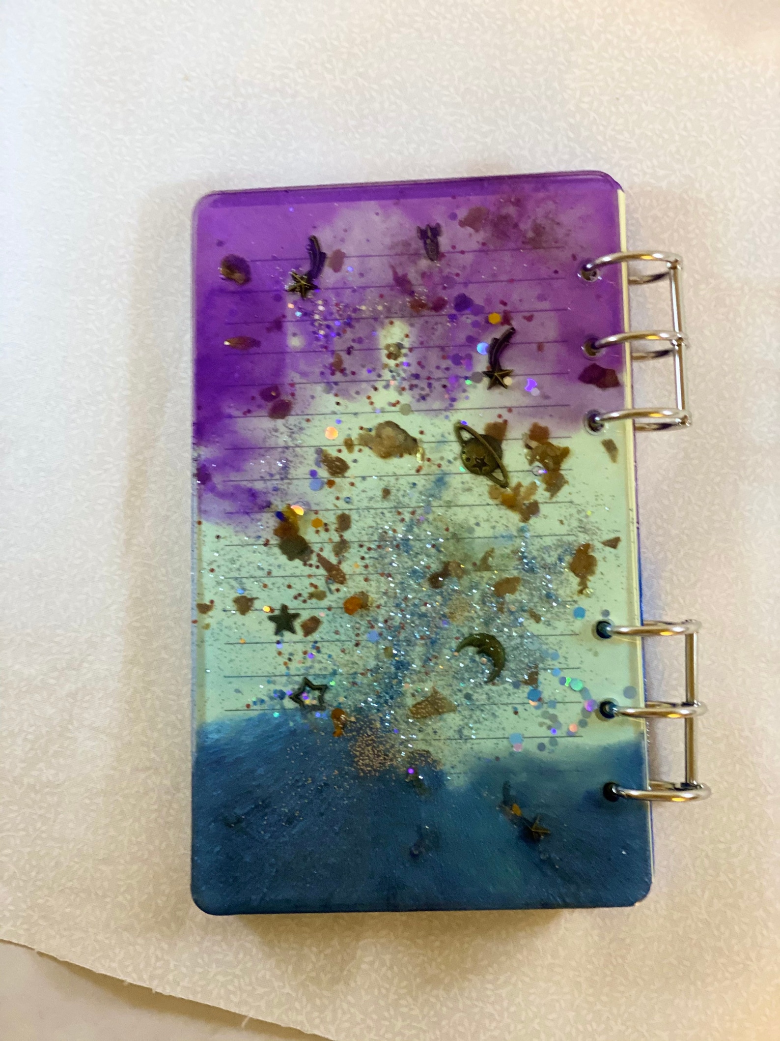 Resin Journal Notebook Covers front and Back OOAK Handmade Space Theme ...