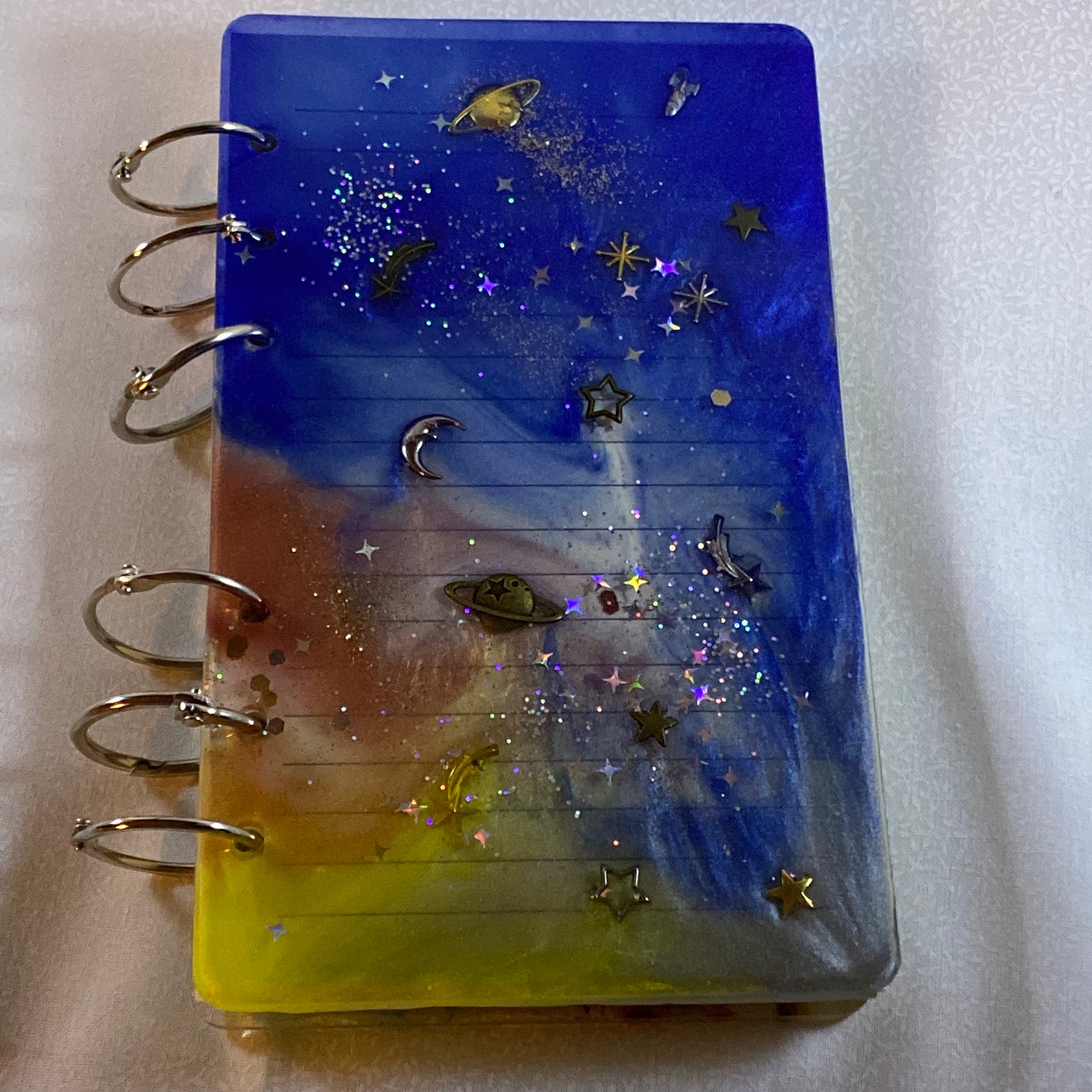 Resin Journal Notebook Covers front and Back OOAK Handmade Space Moon ...