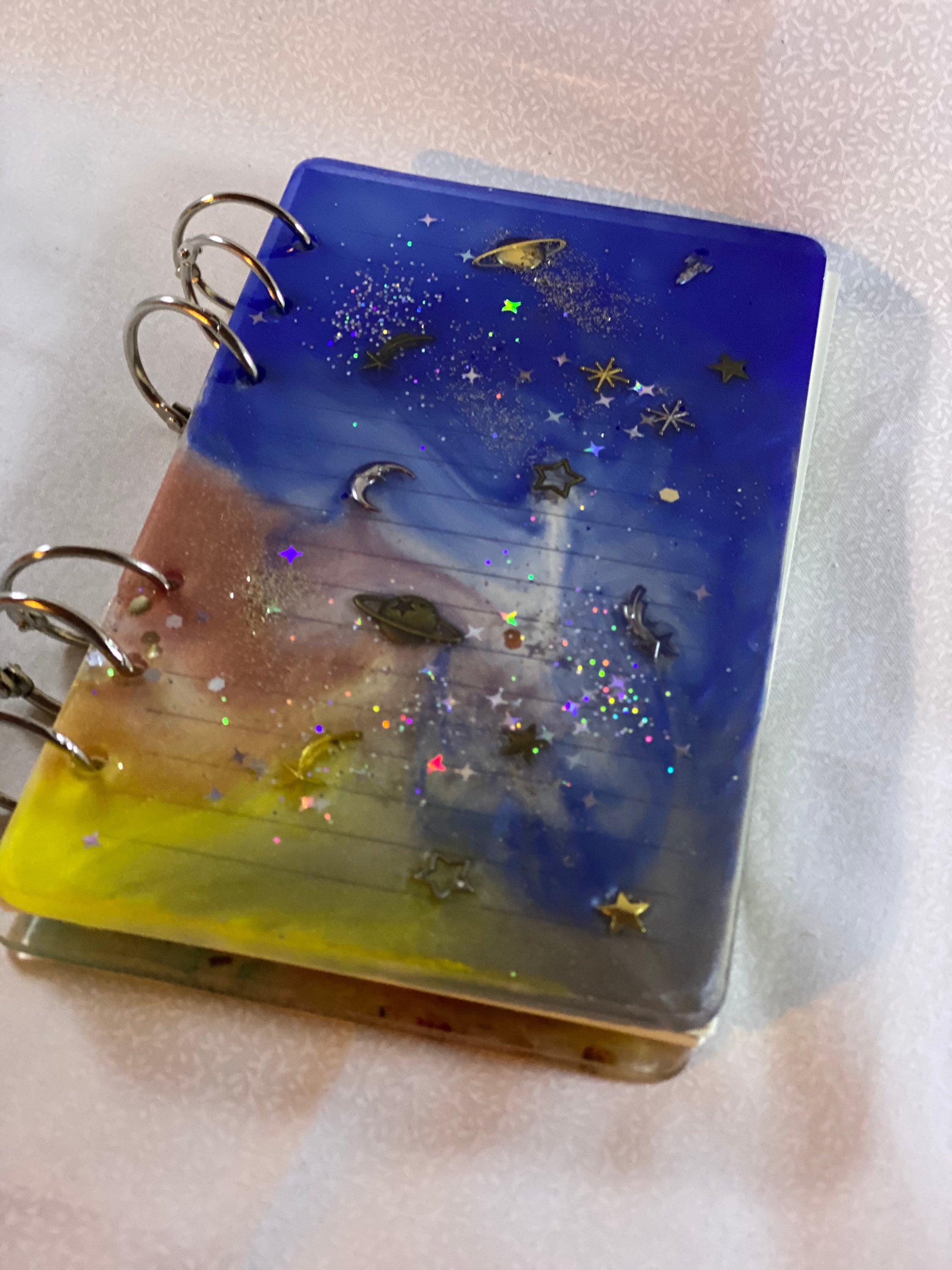 Resin Journal Notebook Covers front and Back OOAK Handmade Space Moon ...