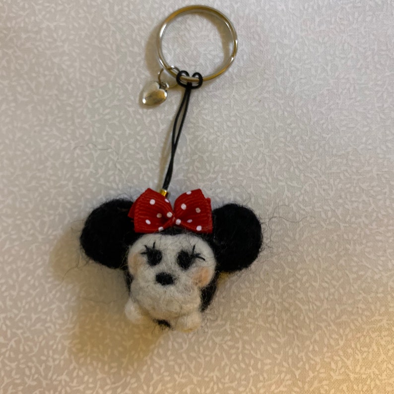 Keychain Minnie Mouse Needle Felted One of a Kind Handmade With Love - Etsy
