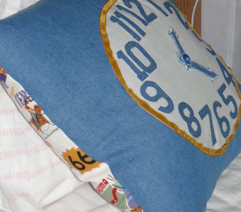 Denim/fabric Pillow Clock With Moveable Hands Teach/learn to Tell Time ...