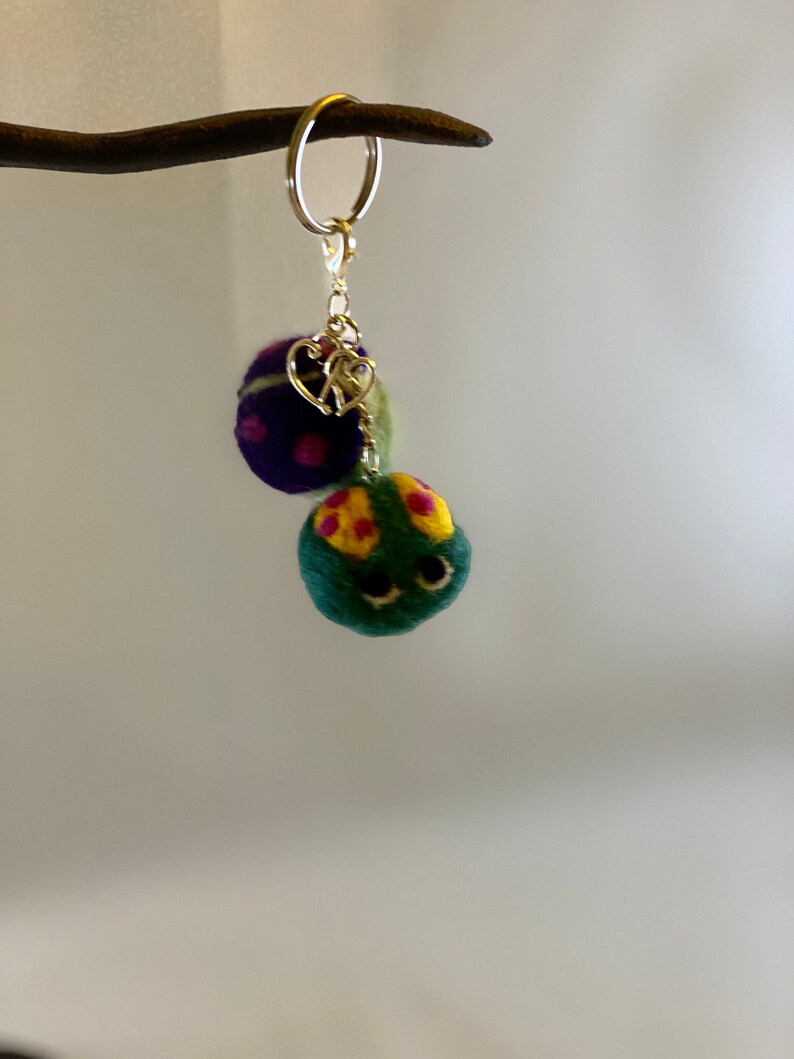 Keychain Two Green Love Bug Needle Felted One of a Kind Handmade With ...