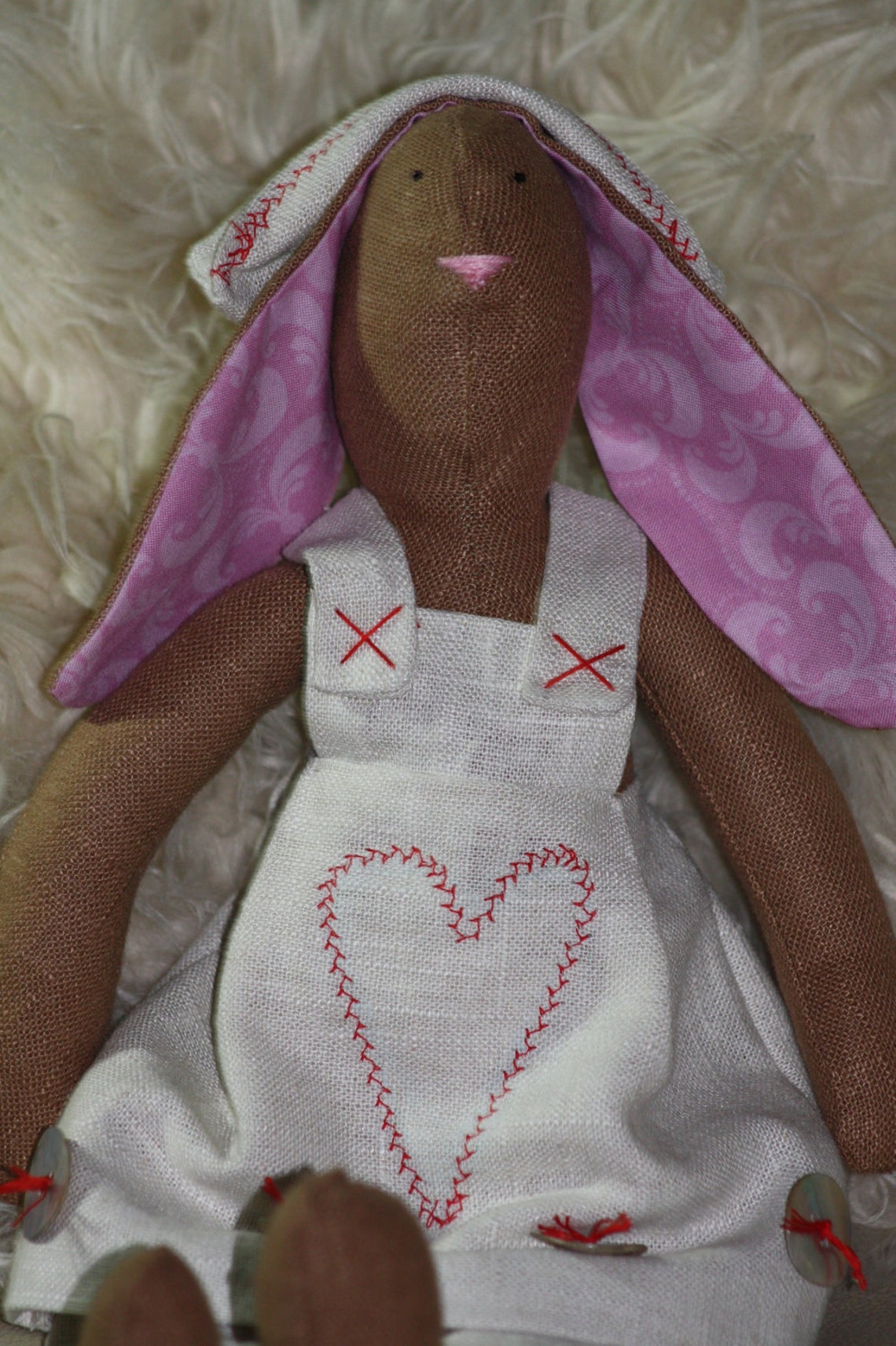 Bunny Rabbit Linen Doll Handmade - Etsy