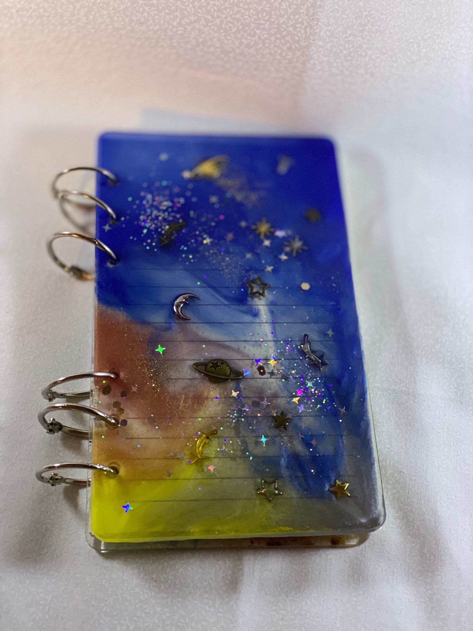 Resin Journal Notebook Covers front and Back OOAK Handmade Space Moon ...