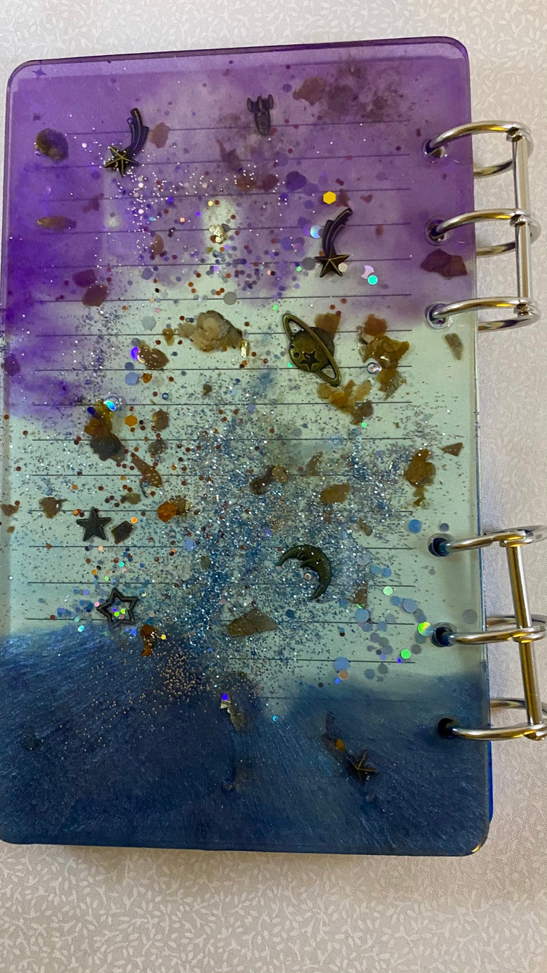 Resin Journal Notebook Covers front and Back OOAK Handmade Space Theme ...