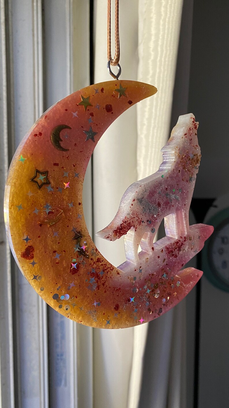 Resin Sun Catcher Mobile Wall Hanging OOAK Handmade Moon - Etsy