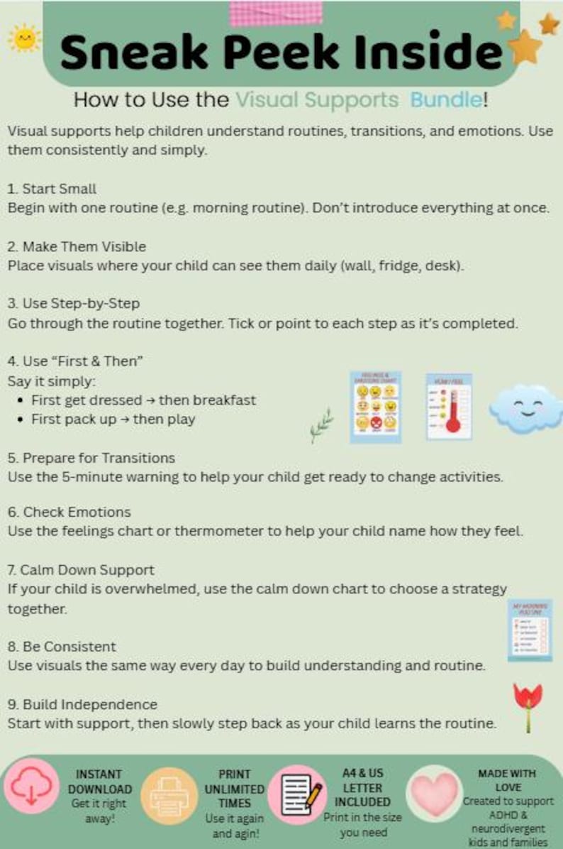 Morning Routine Chart for Kids | ADHD Visual Schedule Printable - Etsy