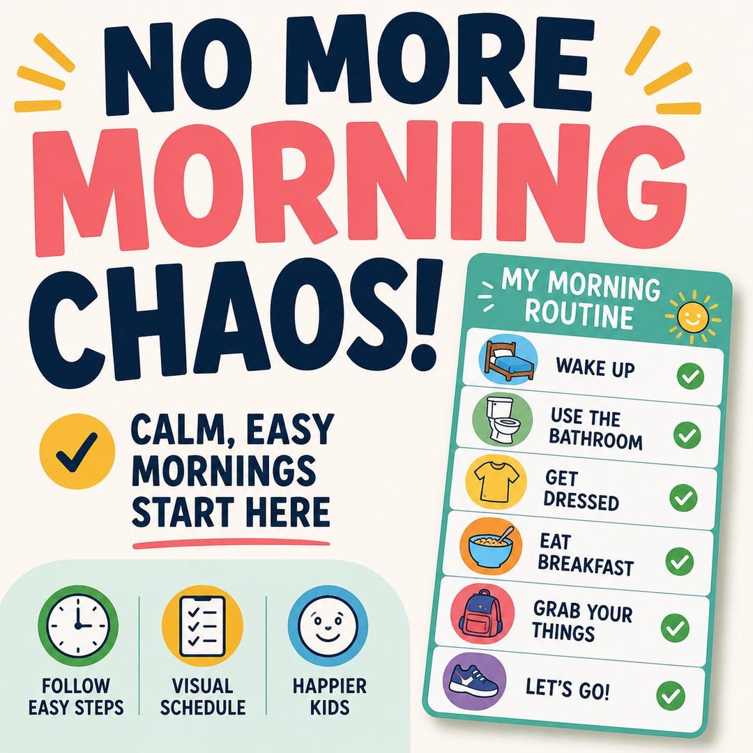 Morning Routine Chart for Kids | ADHD Visual Schedule Printable - Etsy