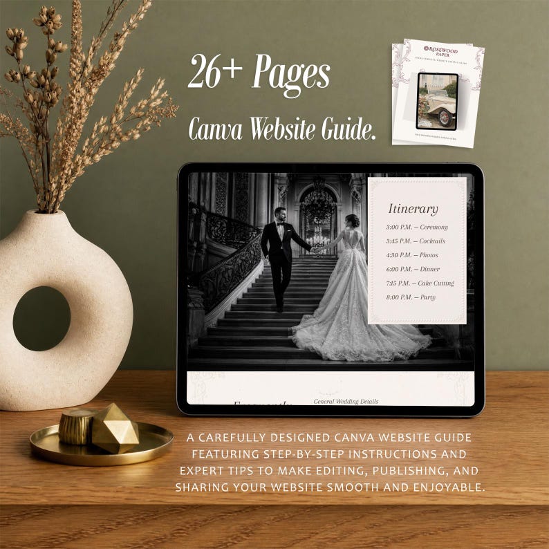 Burgundy Old Money Classic Wedding Website With RSVP, Editable Canva ...