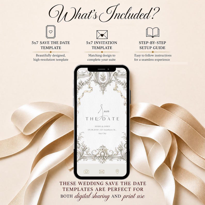 Classic Save the Date Template | Instant Download | Editable Canva ...