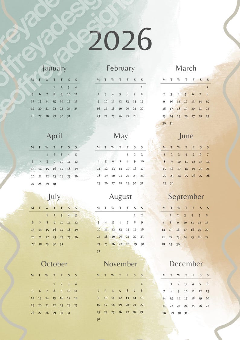 2026 Printable Calendar | Minimalist Monthly Planner | 2 Color Options ...