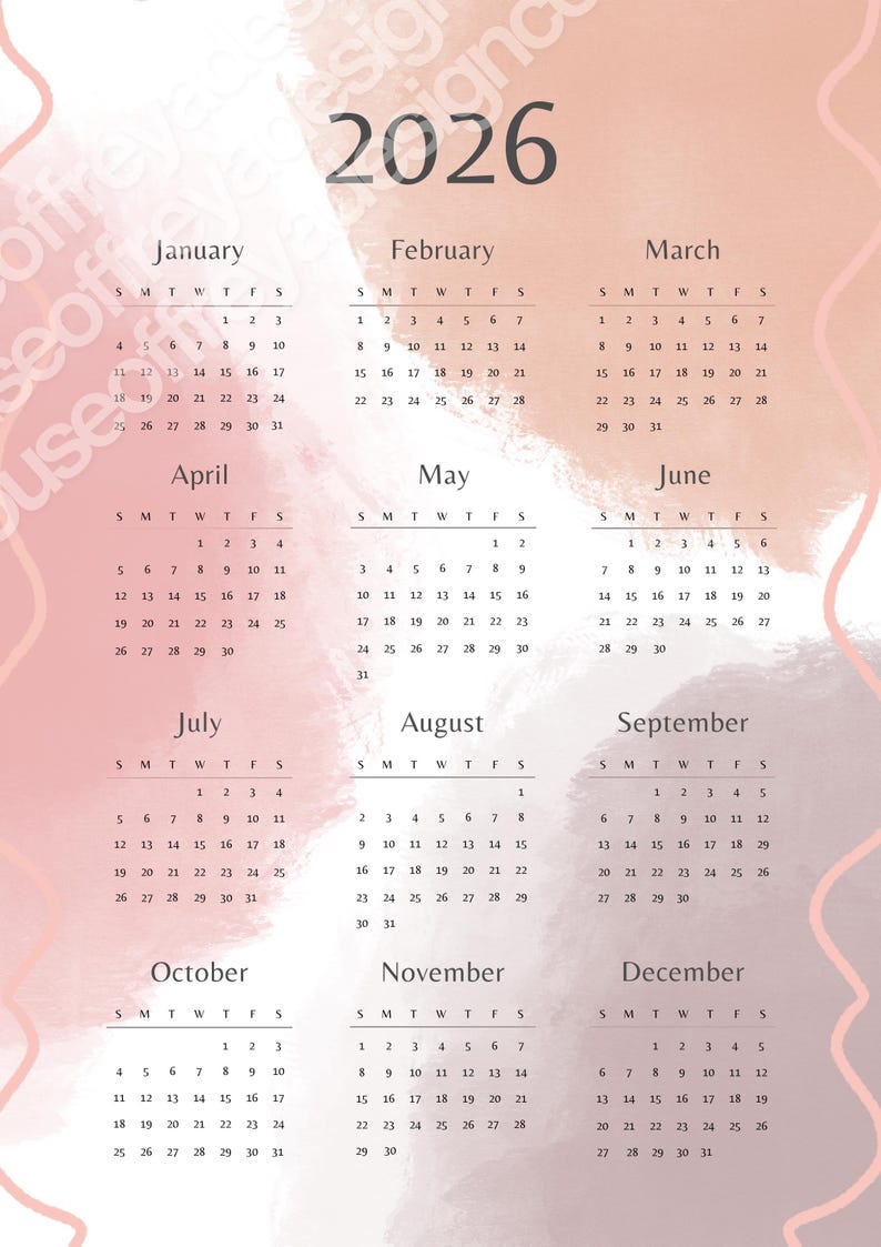 2026 Printable Calendar | Minimalist Monthly Planner | 2 Color Options ...