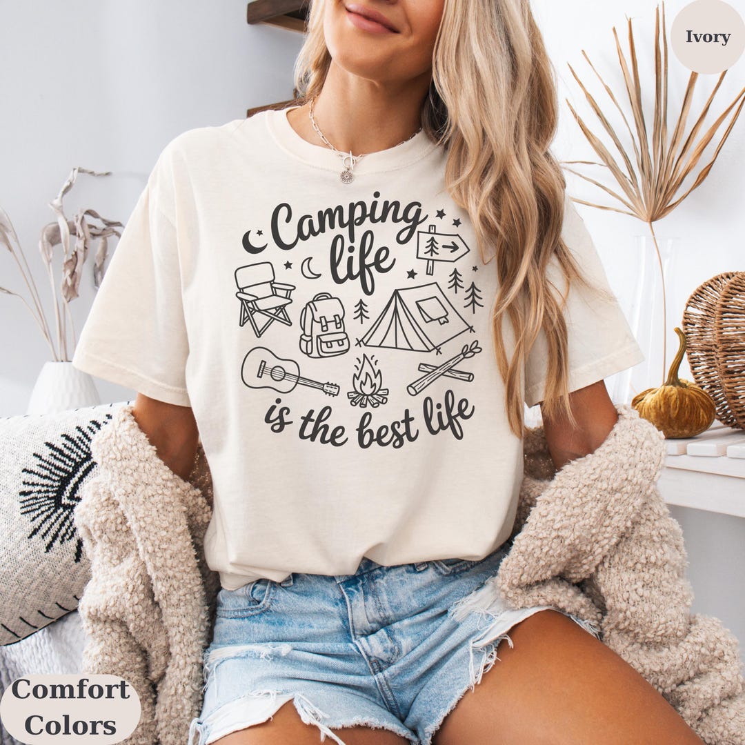 Comfort Colors Camping Life Graphic Tee, Outdoor Adventure Nature Lover ...