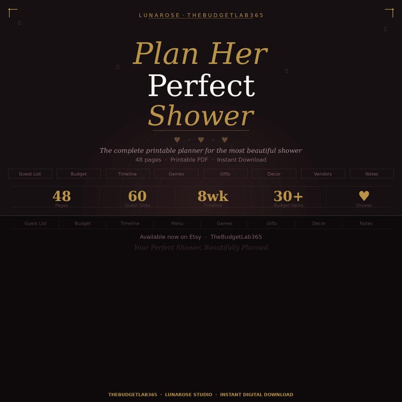 Bridal Shower Planner Printable 2026, 48 Page PDF Shower Planning Book ...