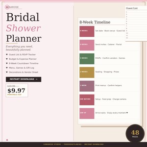 Bridal Shower Planner Printable 2026, 48 Page PDF Shower Planning Book ...