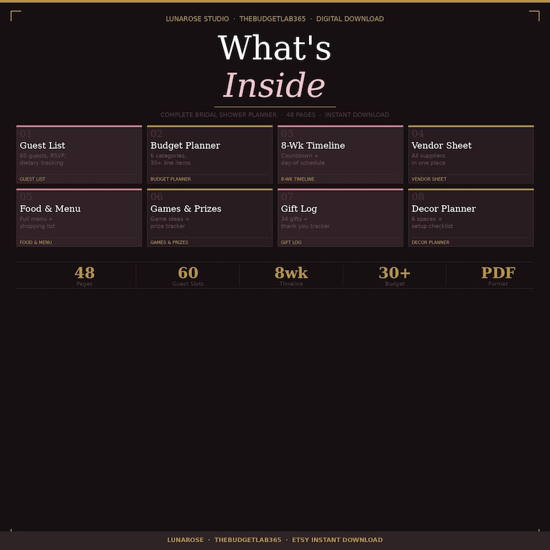 Bridal Shower Planner Printable 2026, 48 Page PDF Shower Planning Book ...