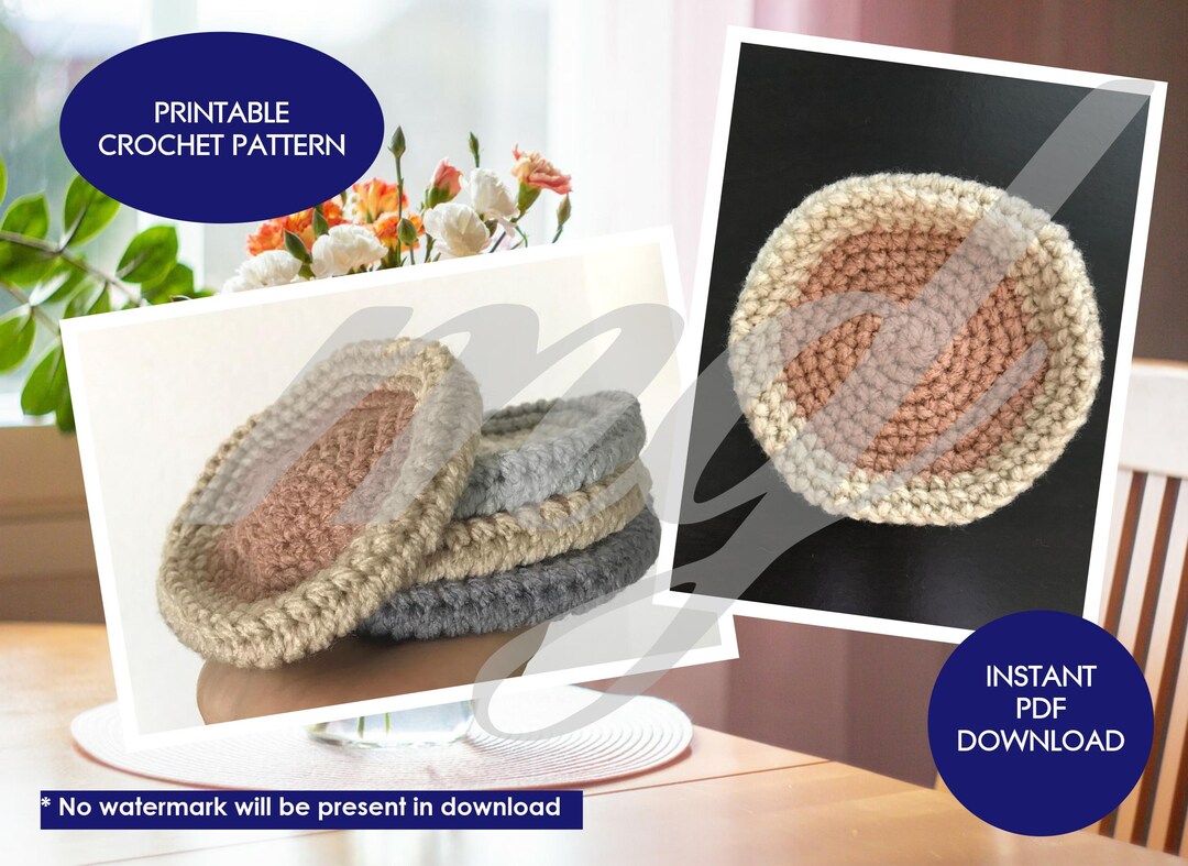 Printable Crochet Pattern Coaster Hexagon With Rim Instant Digital ...