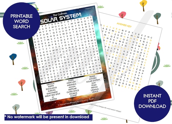 Solar System Words List