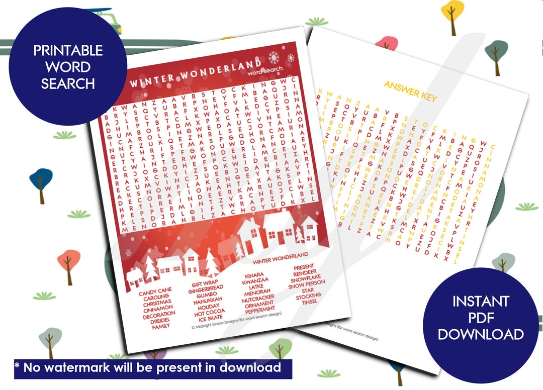Printable Winter Wonderland Holiday Game Activity Word Search Puzzle ...