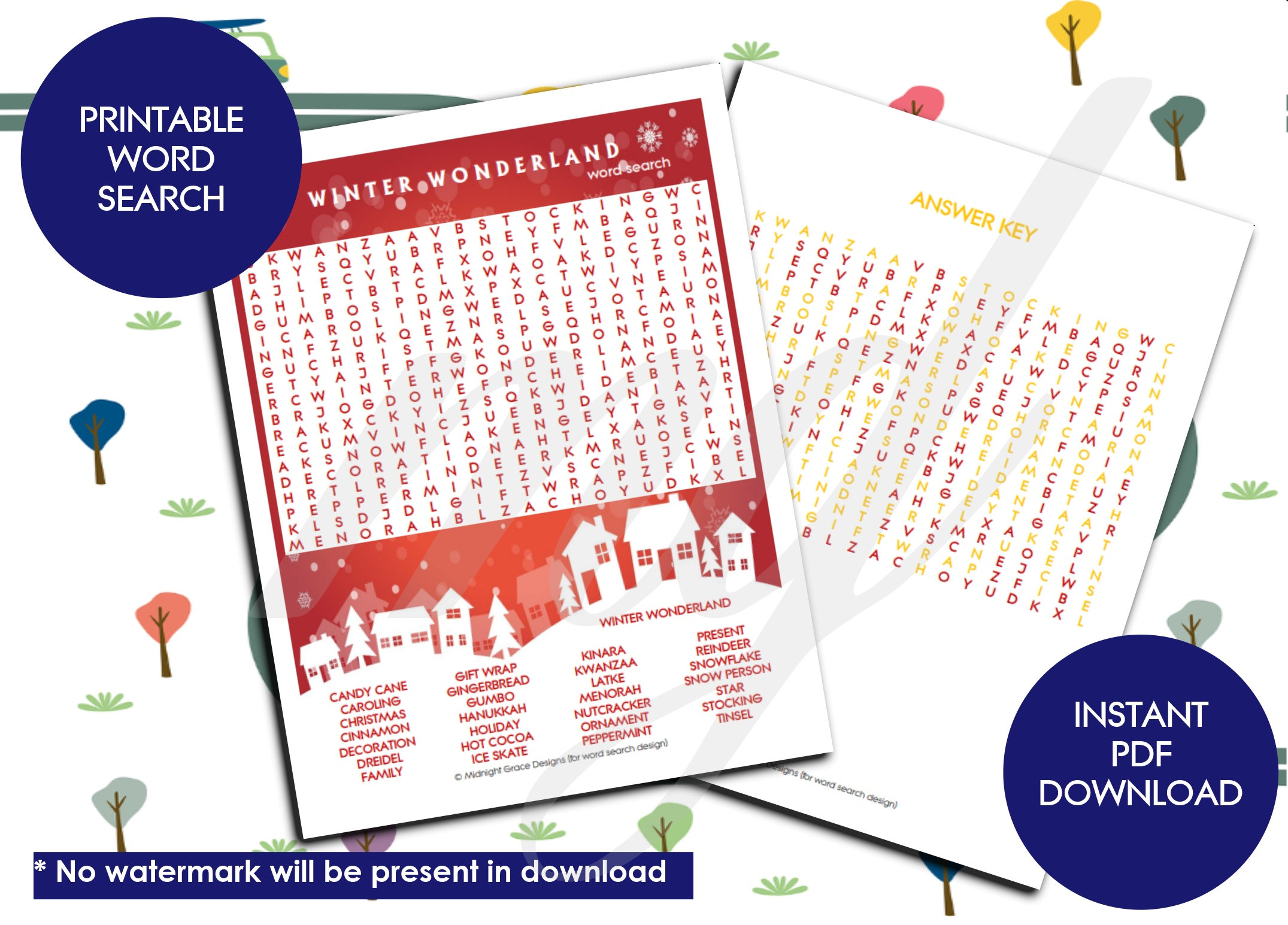 Printable Winter Wonderland Holiday Game Activity Word Search Puzzle ...