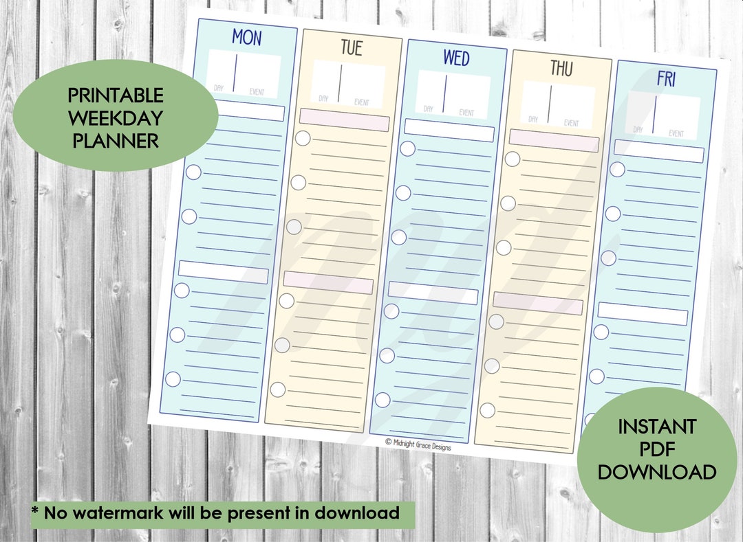 Printable Minimal Weekday Organizer Planner New Year to Do List ...