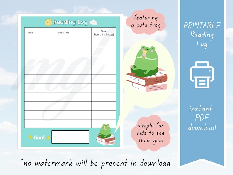 Printable Reading Log Book Tracker Template Summer for Kids Children ...